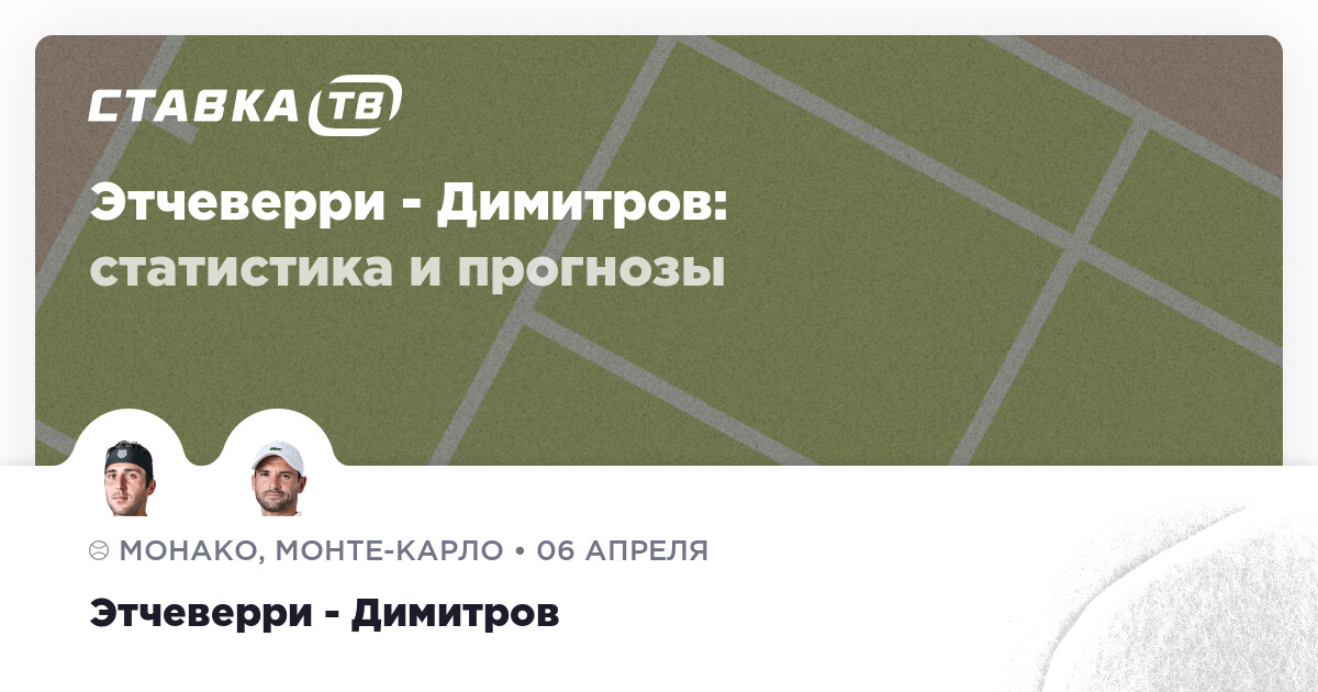 Этчеверри — Димитров: прогноз (кэф 1.89) 7 апреля 2026 | СТАВКА ТВ