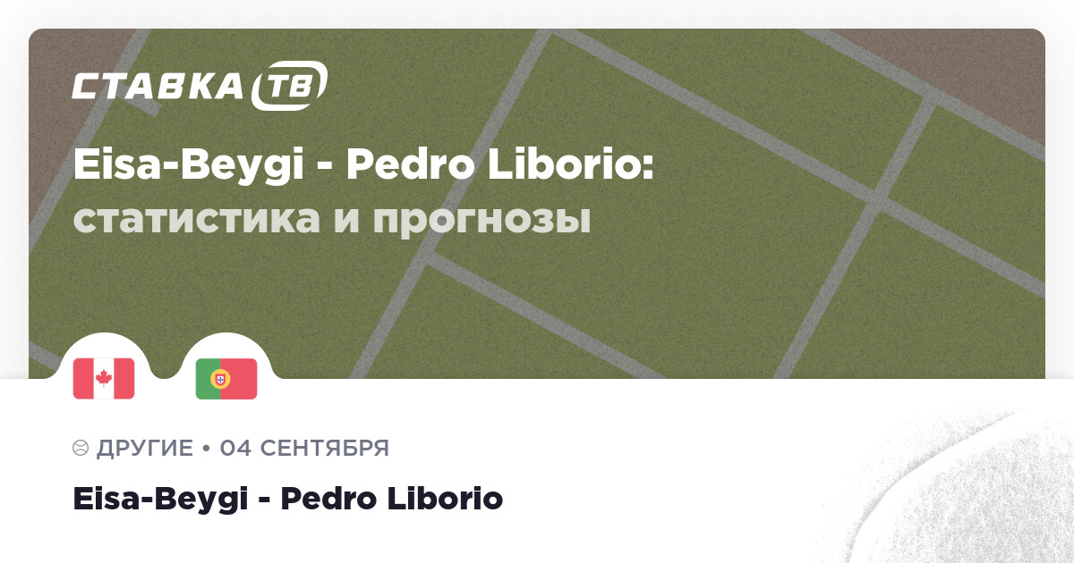 Masood Eisa-Beygi — Pedro Liborio: прогнозы 4 сентября 2022 | СТАВКА ТВ