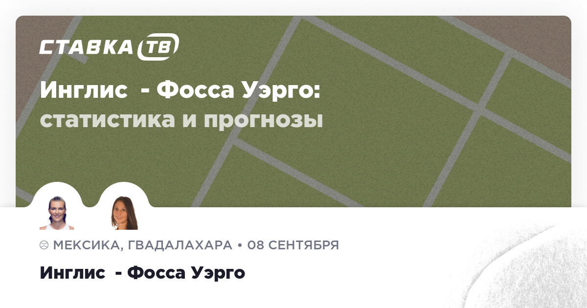 Инглис — Фосса Уэрго: прогнозы 8 сентября 2025 | СТАВКА ТВ