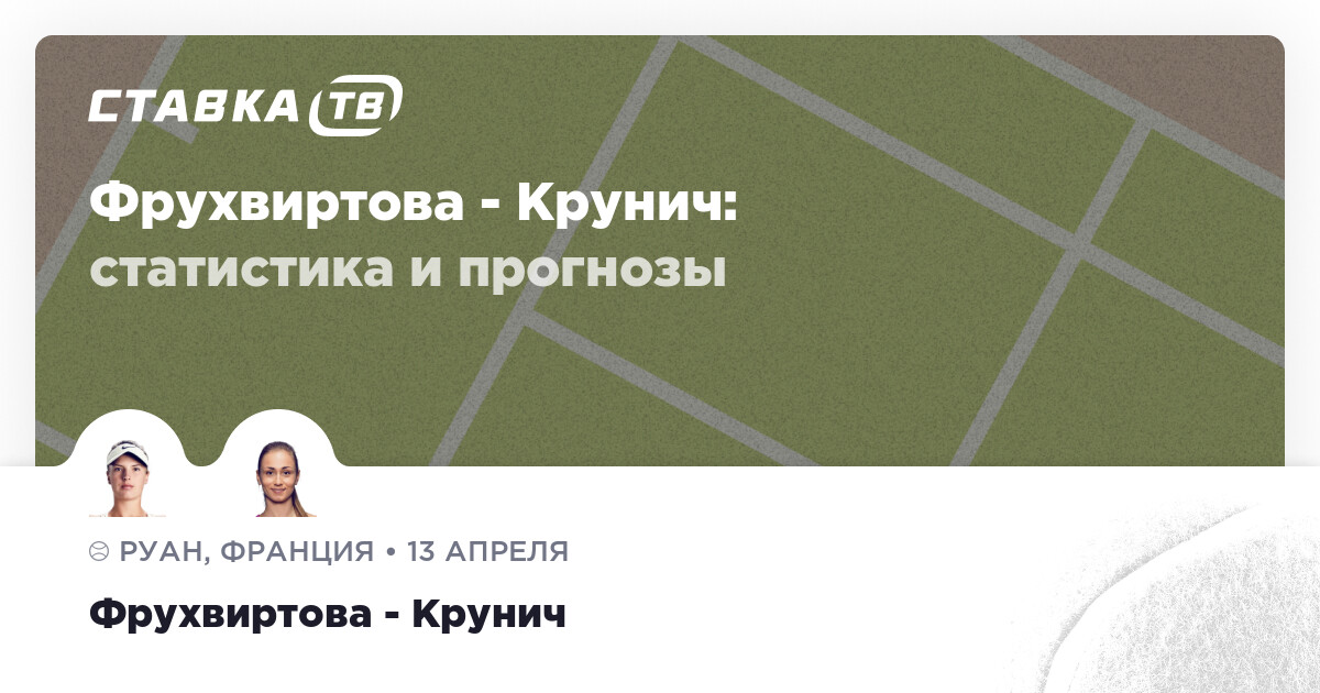 Фрухвиртова — Крунич: прогнозы 13 апреля 2025 | СТАВКА ТВ