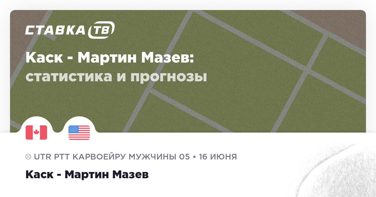 Каск — Мартин Мазев: прогнозы 16 июня 2025 | СТАВКА ТВ
