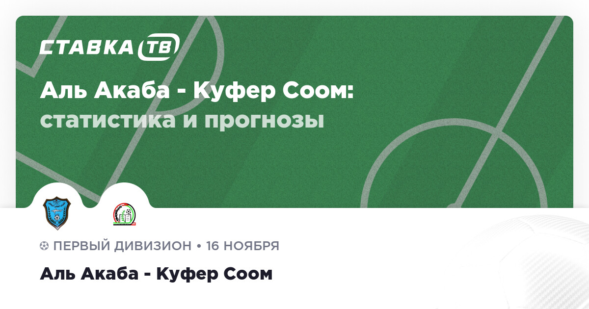 Аль Акаба — Куфер Соом: прогнозы 16 ноября 2025 | СТАВКА ТВ
