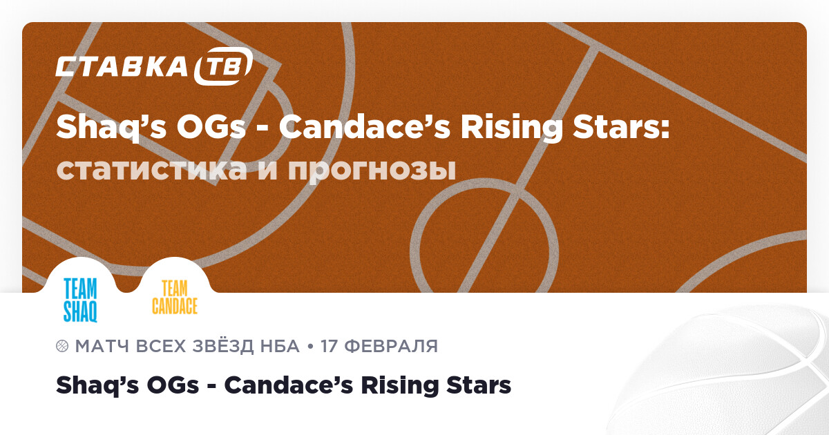 Shaq’s OGs — Candace’s Rising Stars: прогнозы 17 февраля 2025 | СТАВКА ТВ