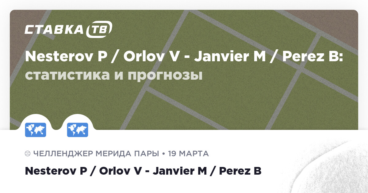 Nesterov P / Orlov V — Janvier M / Perez B: прогнозы 19 марта 2025 ...