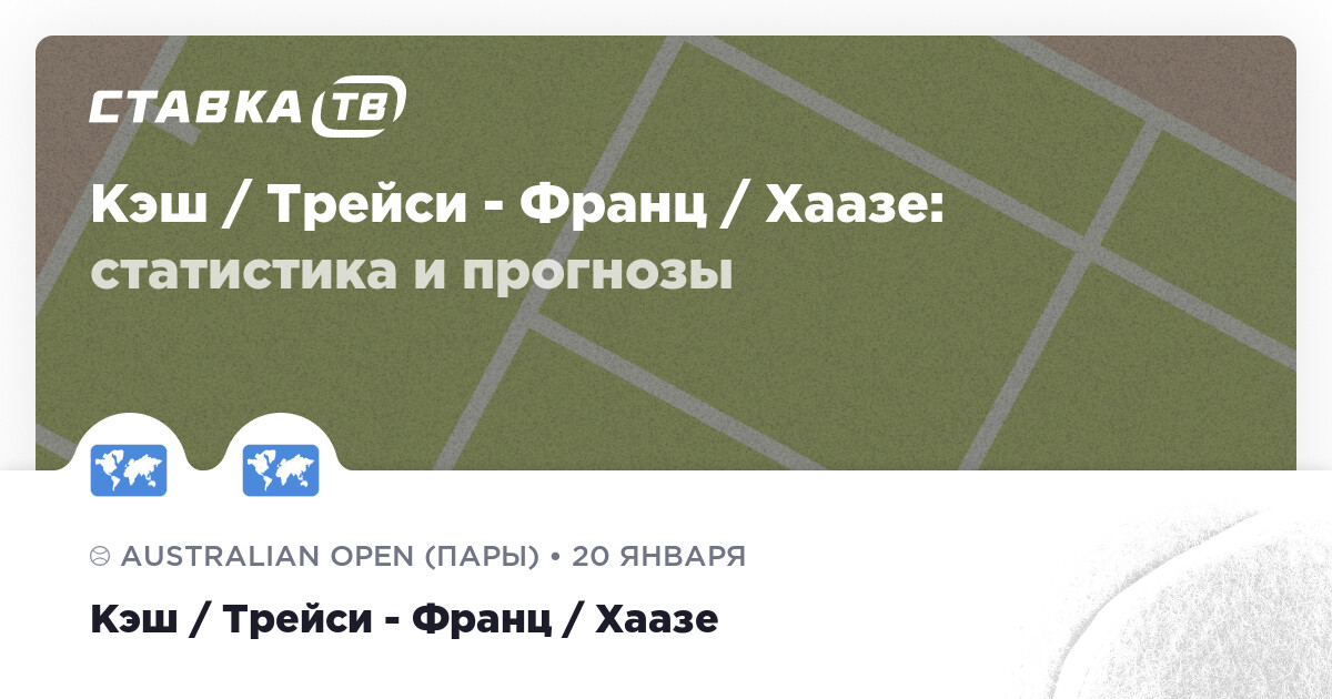 Кэш / Трейси — Франц / Хаазе: прогнозы 20 января 2026 | СТАВКА ТВ