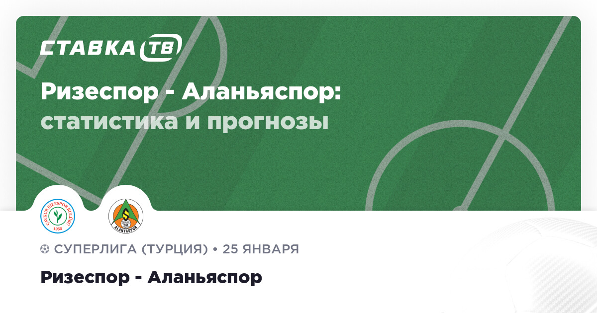 Ризеспор — Аланьяспор: прогноз (кэф 2.07) 25 января 2026 | СТАВКА ТВ