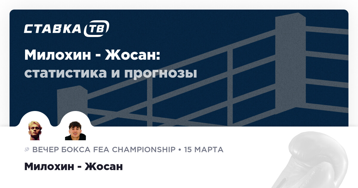 Милохин — Жосан: прогнозы 15 марта 2025 | СТАВКА ТВ